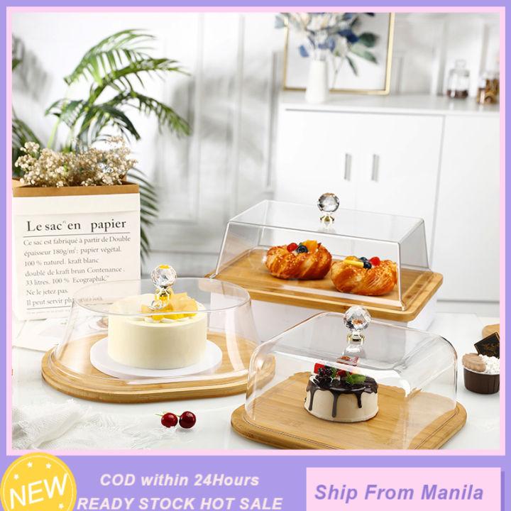 Kitchen Rattan Bread storage with acrylic cover Bread Baskets Trays ...