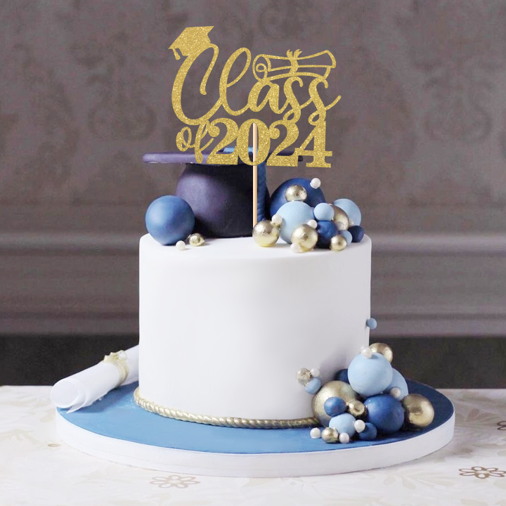 Class of 2024 Graduation Cake Topper Glitter Congrats Grad Cake Topper ...