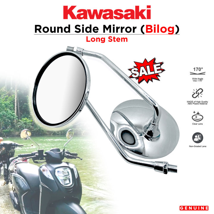 Kawasaki CT100B | Round Circle Side Mirror Chrome Long Stem (BILOG ...