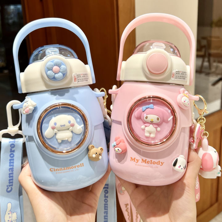 [SG Stock]Cute and Funny Sanrio Thermos Stainless Water Bottle with Straw Cinnamoroll Melody ...