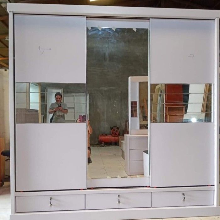 lemari sliding 3 pintu duco/lemari baju /lemari pakaian minimalis | Lazada Indonesia