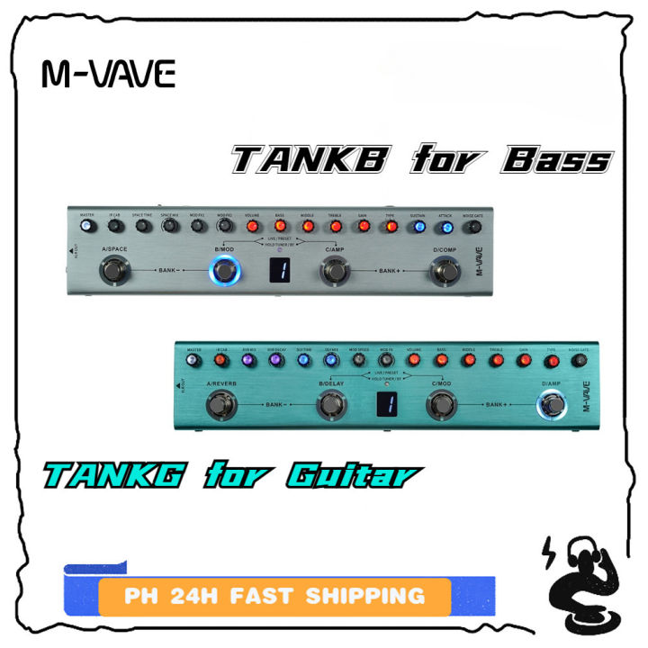 M-vave TANK-G กีตาร์/TANK-B BASS V2 รุ่น Multi-Effects Pedal ชาร์จ 36 ตั้งค่า 9 ช่อง 8 IR Cab ...
