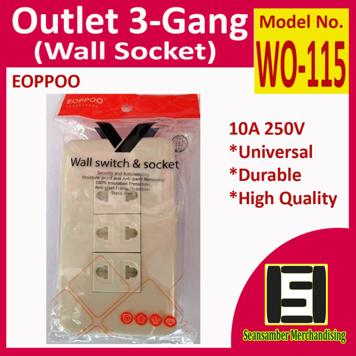 Outlet 3-Gang Universal EOPPOO Wall Socket | Lazada PH