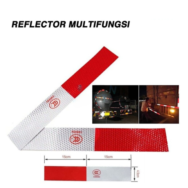 NEW 2024 - Sticker Reflektor Pemantul Cahaya Merah Putih Waterproof ...