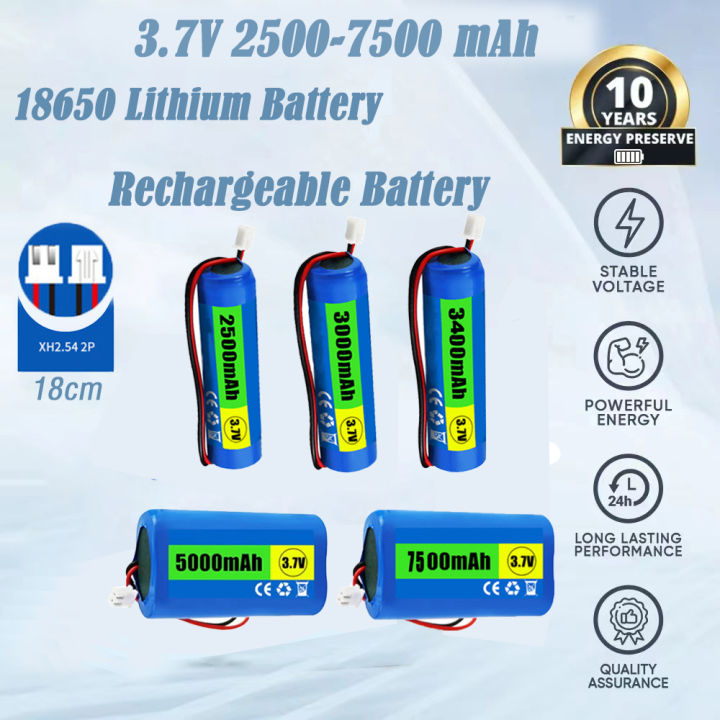 18650 Rechargeable Battery Lithium-lon 3.7V 2500 3000 3400 5000 7500mAh ...
