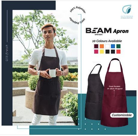 Ultifresh Apron APR10 Unisex 100% Polyester Front Pocket Kitchen Apron ...