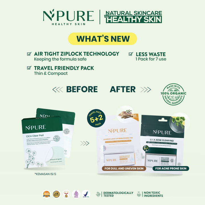 NPURE Acne Clear Pad Cica Sachet / Licorice Light Up Brightening Pads ...