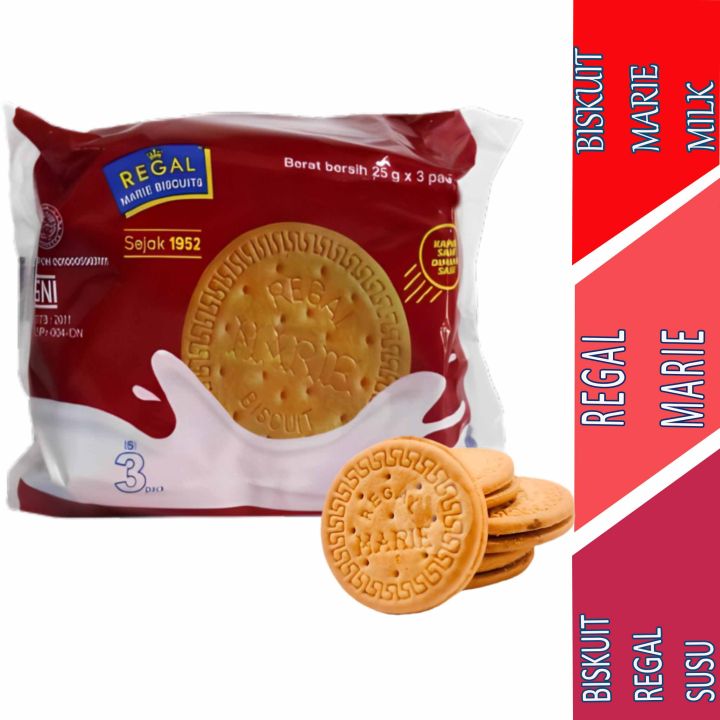 Biskuit Rasa Susu - Biskuit Marie Regal - Biskuit Regal Susu - 3x25gr ...