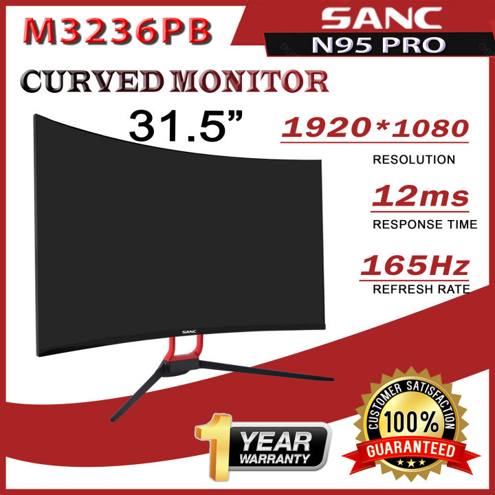SANC N95PRO M3236PB Curved Gaming Monitor R1800 FHD 165hz Fix stand ...