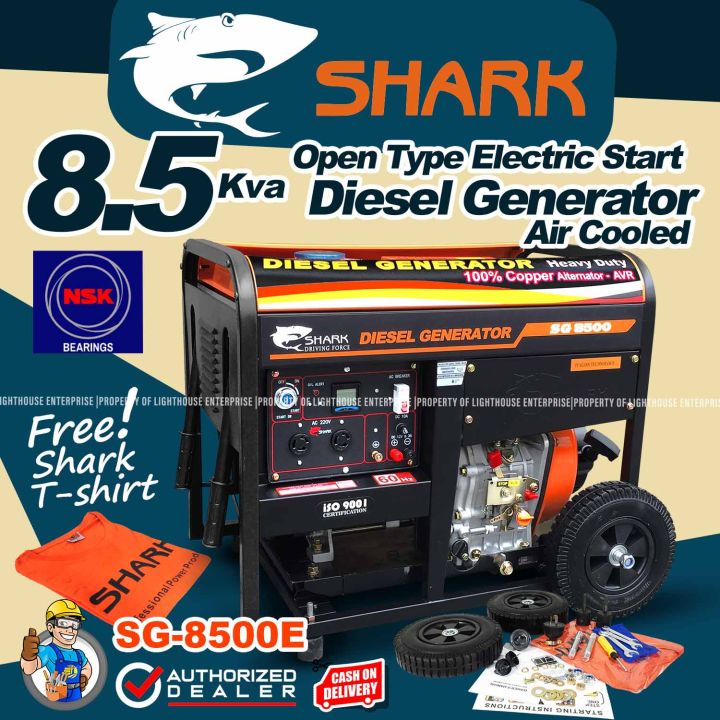 SHARK Open Type Electric Start Air-Cooled Diesel Generator Set (3.8KVA ...