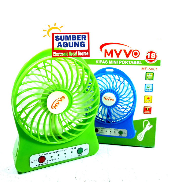 Myvo MF5001 Kipas Mini Portable F95B Bisa Menyala Hingga 18Jam Kipas ...