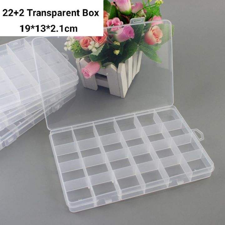 D22+2 Compartments PP Transparent Storage Box Accessories Jewelry ...