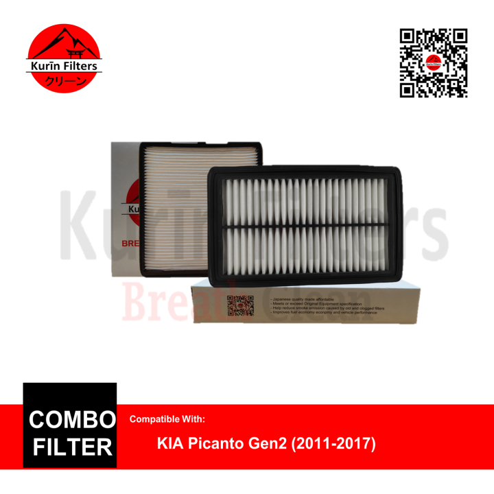 KURIN Combo Filters (Air & AC) for KIA Picanto Gen2 (2011 - 2017 ...