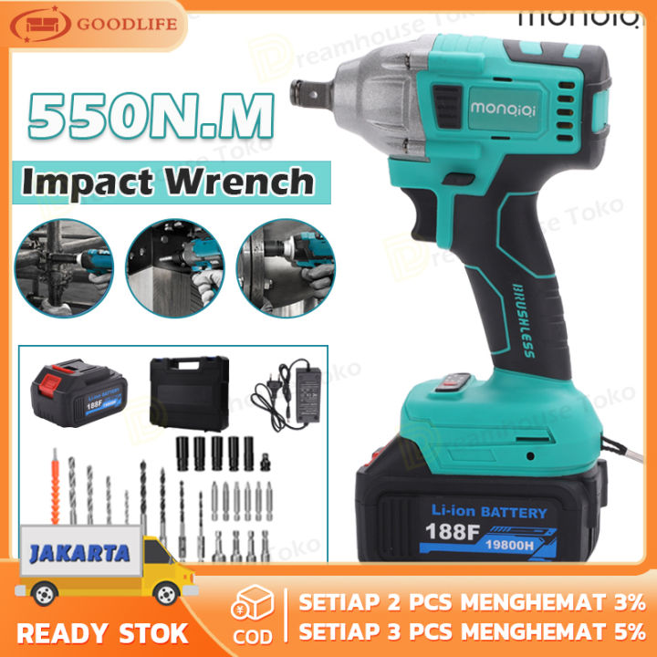 Cordless Electric Impact Wrench Kompatibel Dengan Baterai Makita Bor ...