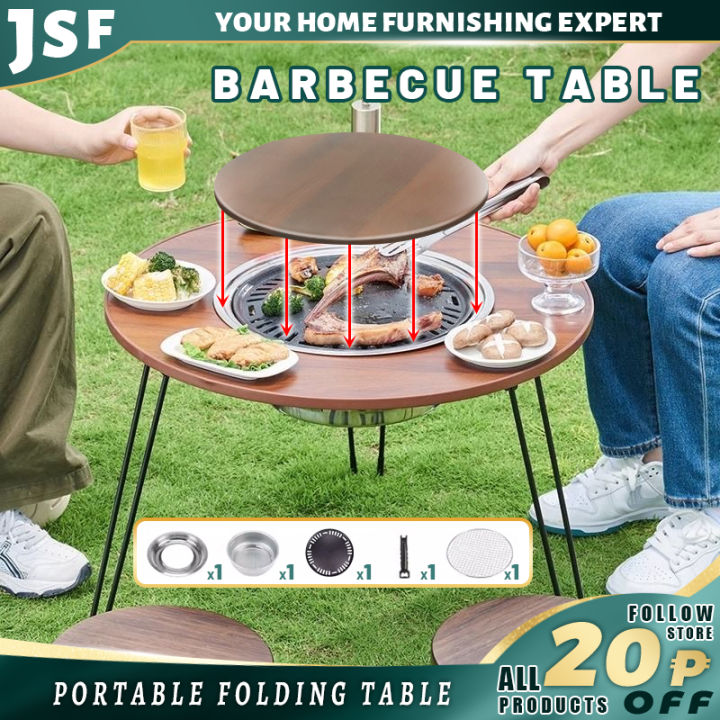 JSF Multifunctional Folding BBQ Table Camping Table Hidden BBQ Table ...