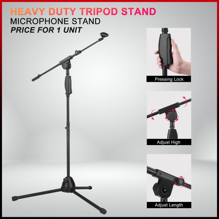 Heavy Duty Microphone Stand – Adjustable Tripod Mic Stand up to 292cm ...