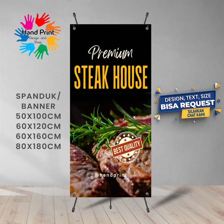 SPANDUK BANNER BBQ barbeque Steak House Sapi Hitam Elegan B3 60x160 CM ...