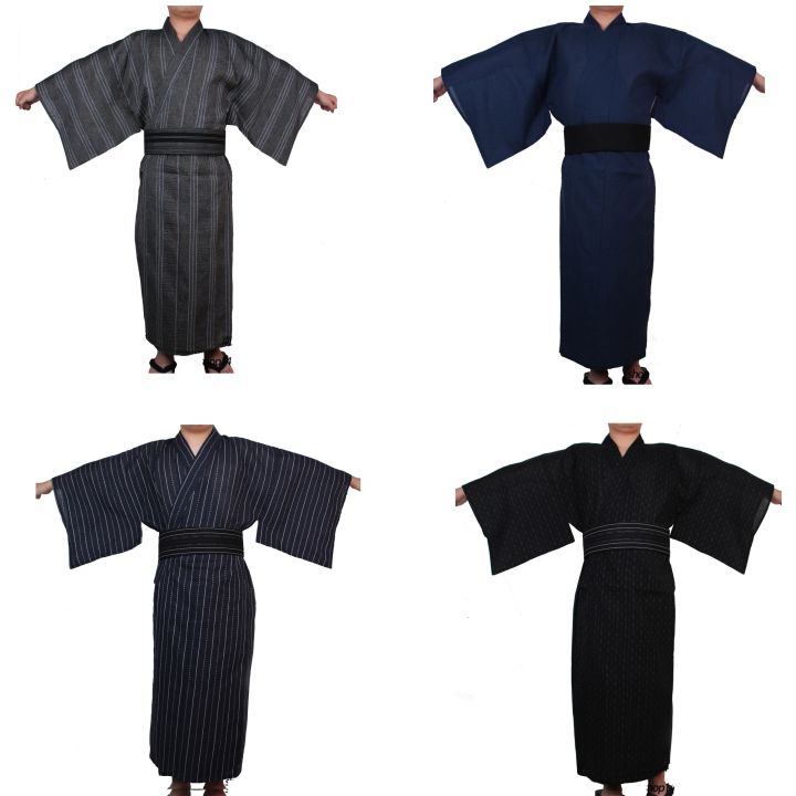 Japanese Traditional Samurai Kimono For Men Yukata Bathing Robe Hekoobi Loose Style Sauna Wear ...