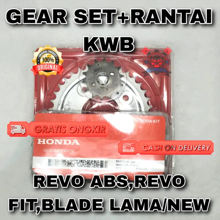 GEAR SET+RANTAI HONDA KWB BUAT MOTOR REVO FIT | REVO ABS | BLADE LAMA/NEW ASLI ORIGINAL HONDA ...