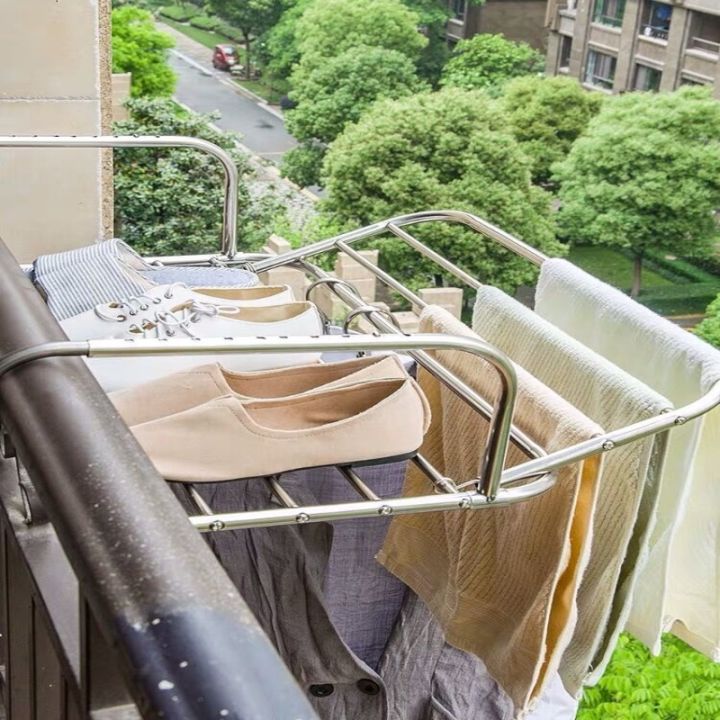 Stainless Steel Balcony Clothes Rack Folding Indoor and Outdoor Multi ...