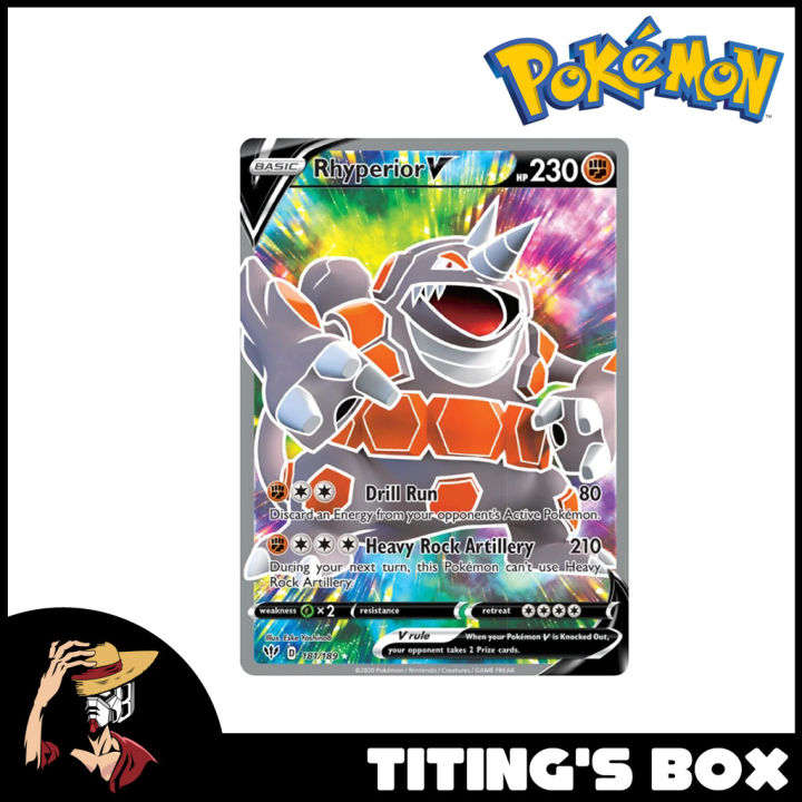 [EN] Pokemon TCG Rhyperior V 181/189 Full Art - Darkness Ablaze | Lazada PH
