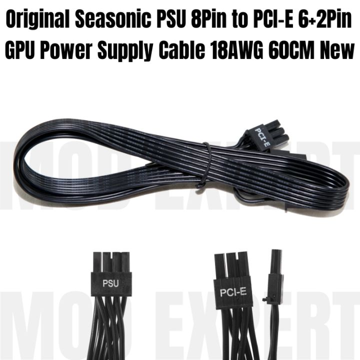 Original SEASONIC PSU 8Pin to PCIe 8Pin 6+2P GPU Power Cable 60CM 18AWG ...
