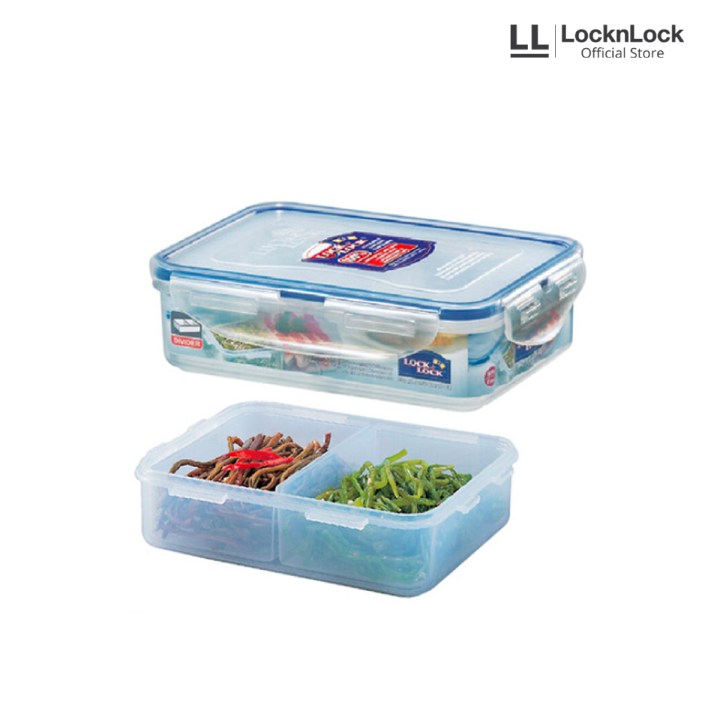 LocknLock Kotak Makan Food Container Rectangular Short W/Divider 550ML - HPL815C | Lazada Indonesia