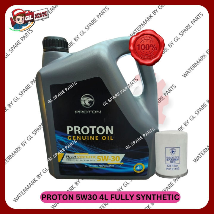 (100% ORIGINAL) PROTON 5W30 4L FULLY SYNTHETIC ENGINE OIL 5W-30 SAGA ...