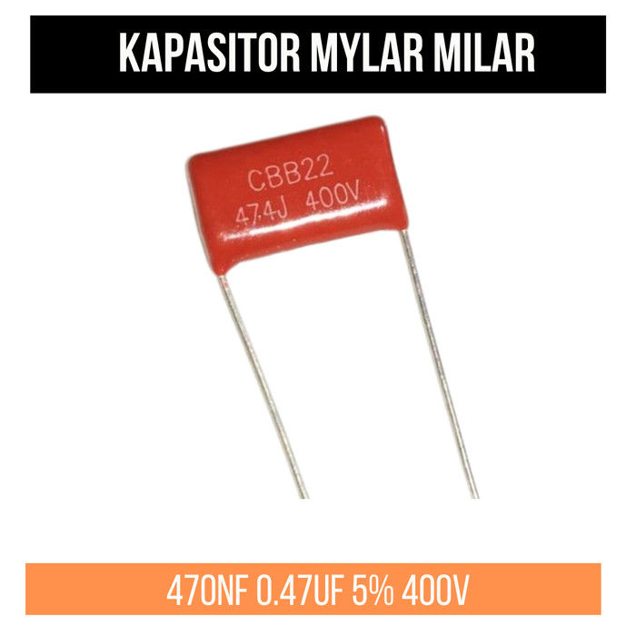 Kapasitor Capacitor Mylar Milar 474 470nF 0.47uF 5% 400V 474J400v 474J ...