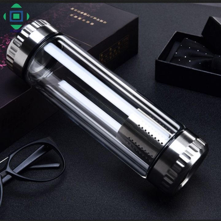 Double Wall Glass Tea Bottle with Filter Tumbler Strainer Portable ...