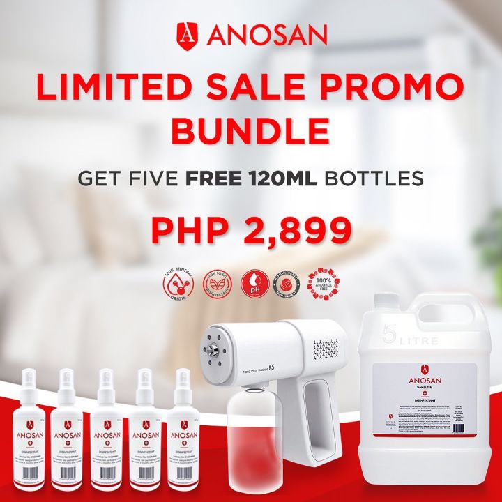 ANOSAN DISINFECTANT (5Liters Anosan plus Spray Gun with FREE 5pcs of ...