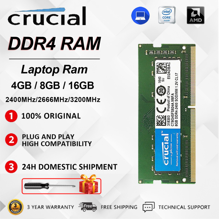RAM Crucial SODIMM DDR4 4GB 8GB 16GB 1.2V 2400MHz 2666MHz 3200MHz Gaming RAM LAPTOP | Lazada ...