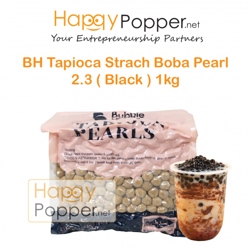 Happypopper Halal Bubble Tea Boba Tapioca Starch Balls Ball Black Pearl 1 kg 1kg Thailand ...