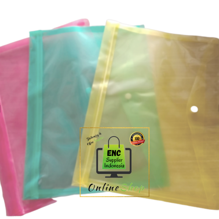 mk 6 buah map kancing F4 stopmap plastik folio jenia transparan warna ...