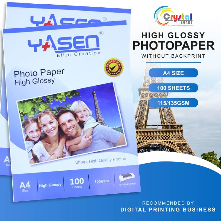 High Glossy Photo Paper 100 Sheets A4 Size (115GSM / 135GSM) ( No Back ...