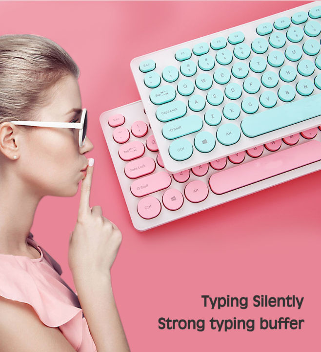 FIREWOLF Retro punk wired keyboard mute button girl cute style FW-K60 ...