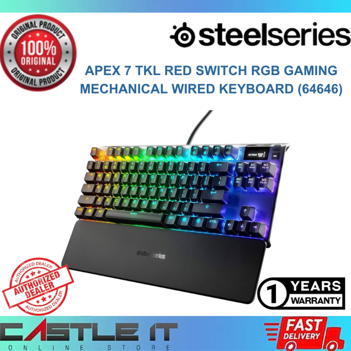 SteelSeries APEX 7 TKL RED Switch RGB Gaming Mechanical Wired Keyboard ...
