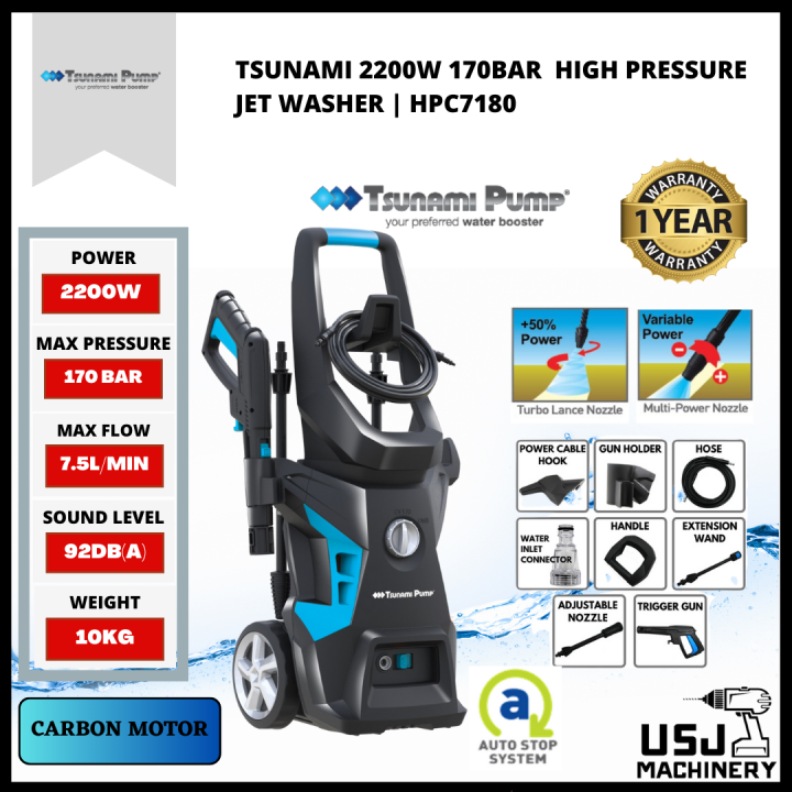 Tsunami 2200W 170Bar Heavy Duty High Pressure Jet Washer HPC7180 ...
