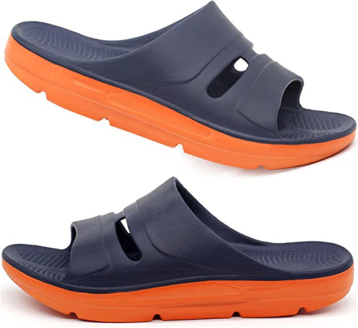 Mens Recovery Sandals with Plantar Fasciitis Arch Support Slides ...