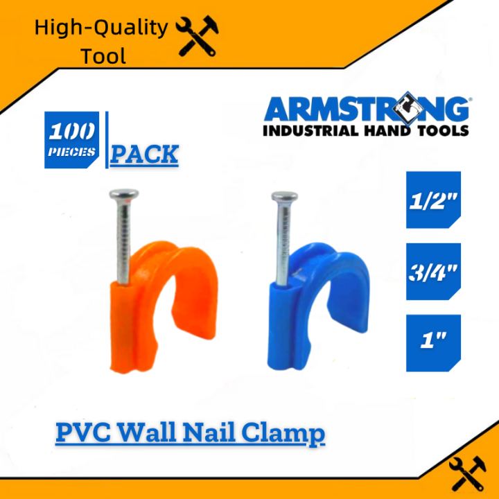 PVC Cable Hose Clamp Nail Wall Electrical Wire Pipe Round C Clip Blue ...
