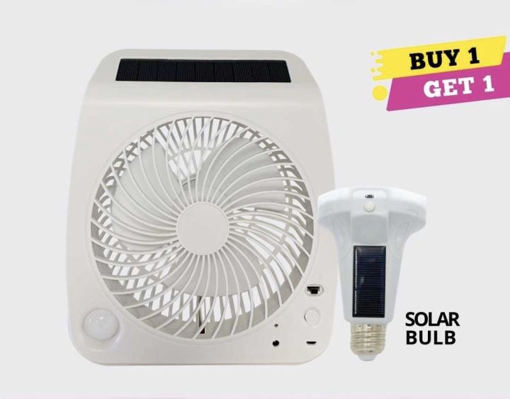 Akari 7" Rechargeable Fan with 1W Solar Panel - ARF-3721G + Solar Bulb ...