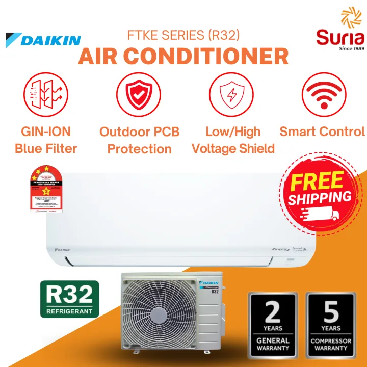 Daikin 1.0HP/1.5HP/2.0HP R32 FTKE Series Inverter Air Conditioner AirCon 空调 FTKE25AV1MF ...