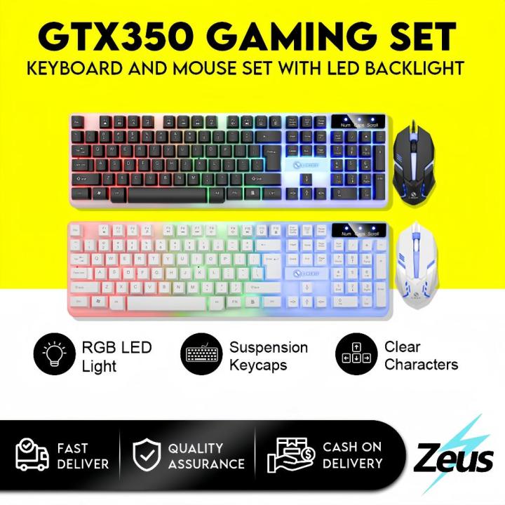 Zeus Gtx-350 Colorful Led Gaming Keyboard Mouse Set Illuminated ...
