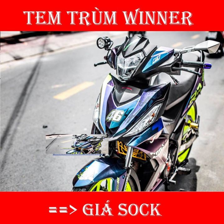 Tem trùm Winner cá mập xanh tím shark - Độ dán team trùm decal xe máy ...