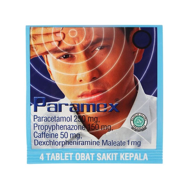 Indonesian Paramex headache tablets and dizziness 4 tabletsx5 pack ...