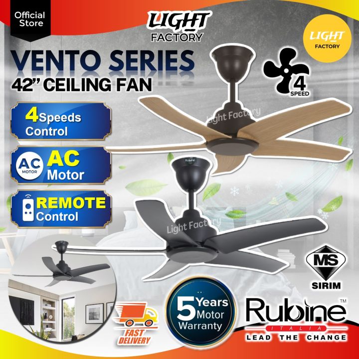 RUBINE VENTO Series 42" 5 Blades Oil Brown / Matte Black AC Motor ...
