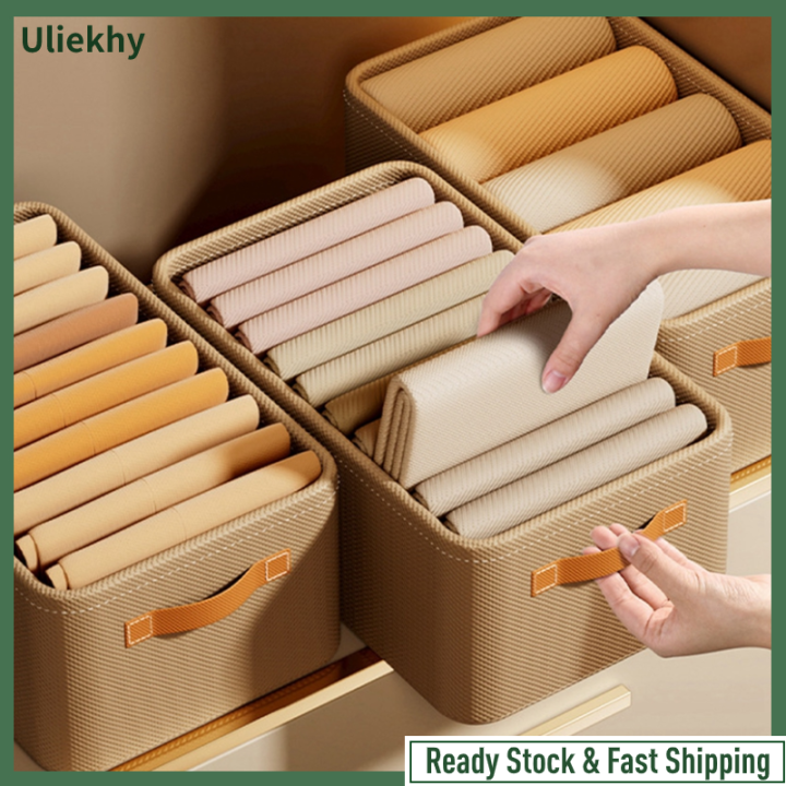 Uliekhy Foldable Clothes Storage Box Wardrobe Closet Organizer Washable ...