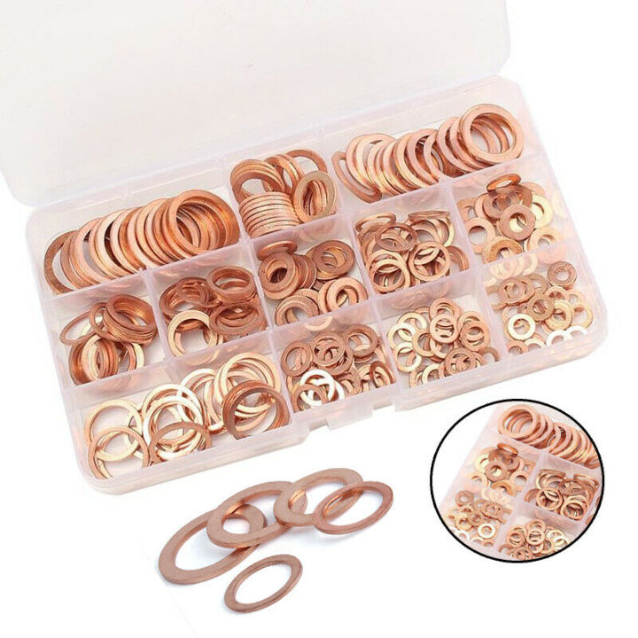 One Box Copper Washer Gasket Set Flat Ring Seal Combination Kit | Lazada