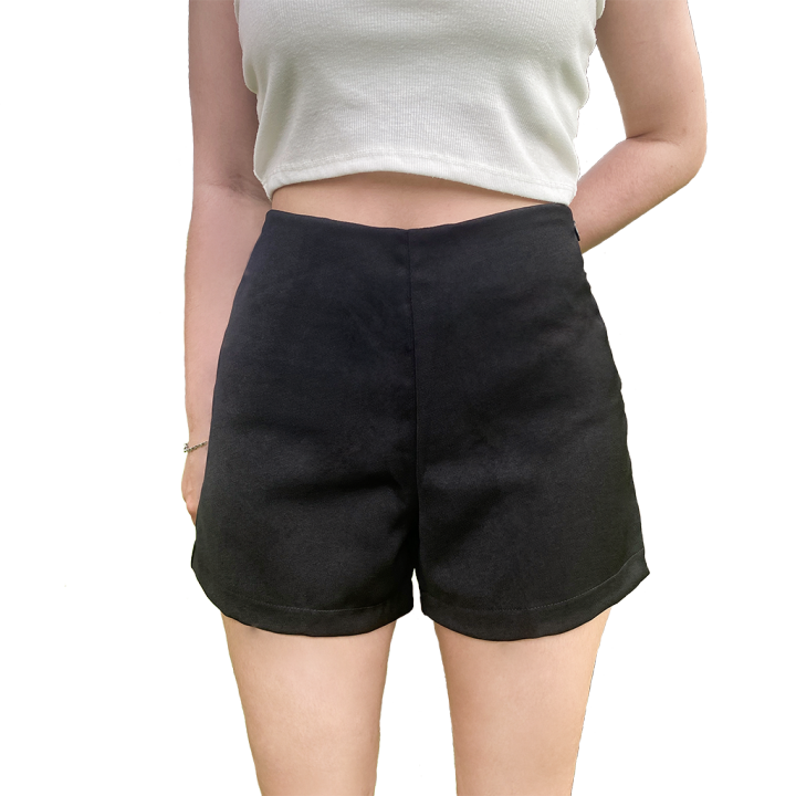 กางเกงขาสั้นผู้หญิง ขอบในตัวซิปข้าง (ผ้าฮานาโกะ) (S-5XL) | Lazada.co.th