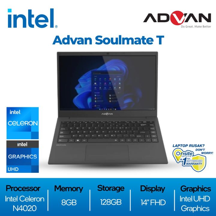 Advan Laptop Soulmate T 4GB/EMMC128GB [14/Intel Celeron N4020/4GB ...